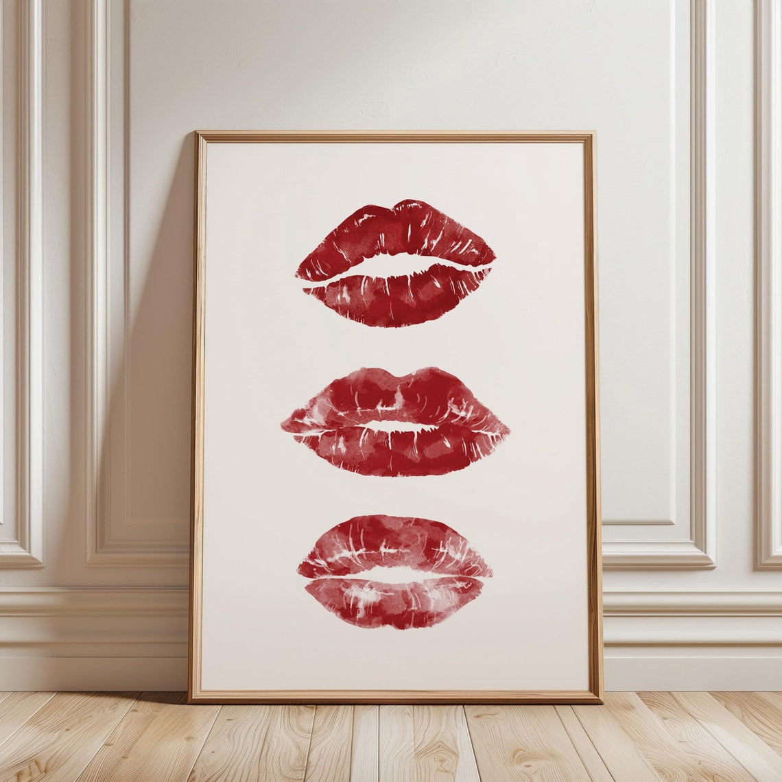 Red Lipstick Kiss Wall Art, Kiss Lips Poster, Trendy Lipstick Kisses ...