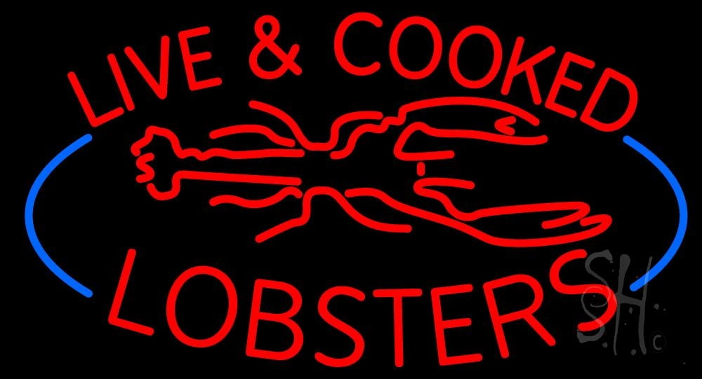 Red Live And Cooked Lobsters Seafood LED Neon Sign 13 x 24 - inches ...