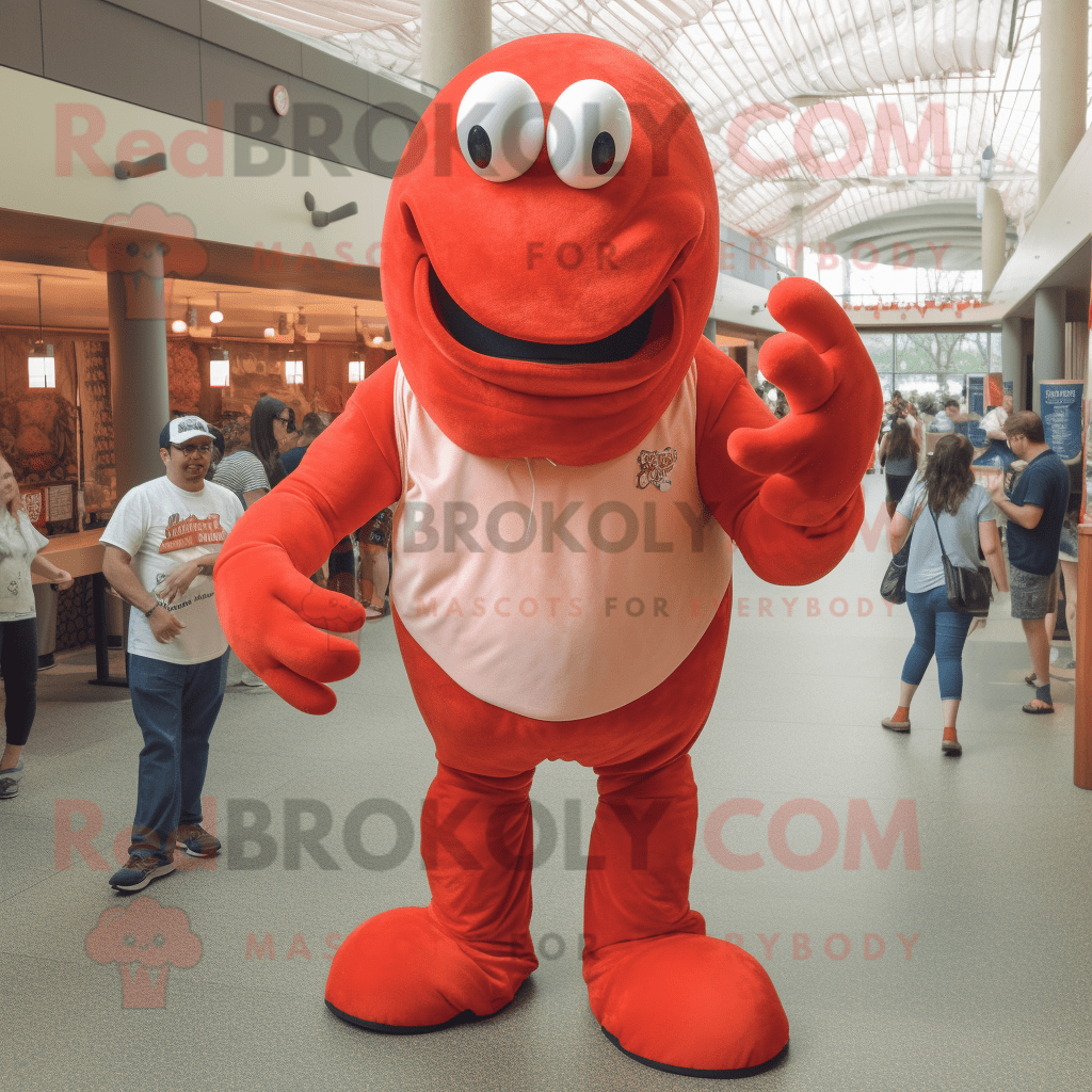 Red Lobster Bisque REDBROKOLY mascot costume character dressed with a ...