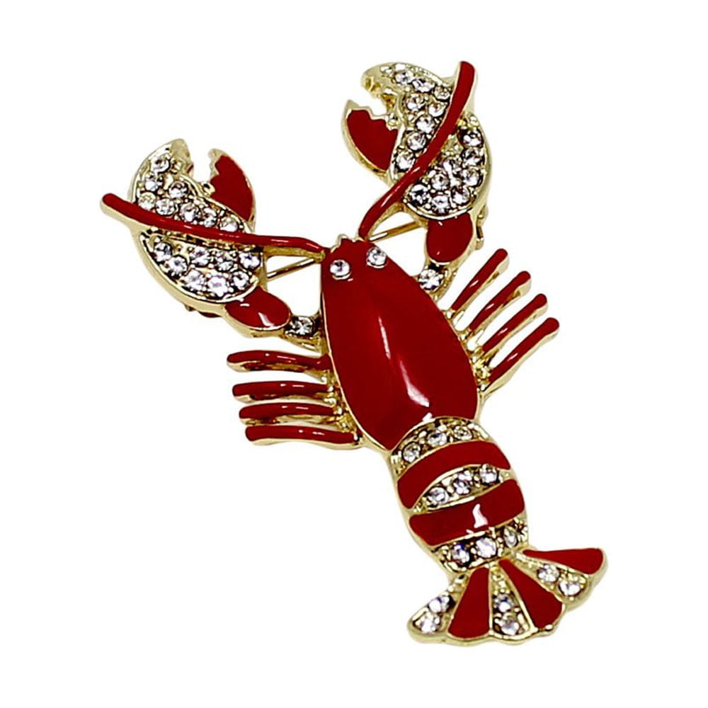 Red Lobster Brooch Pin Crystals Gold Tone - Walmart.com