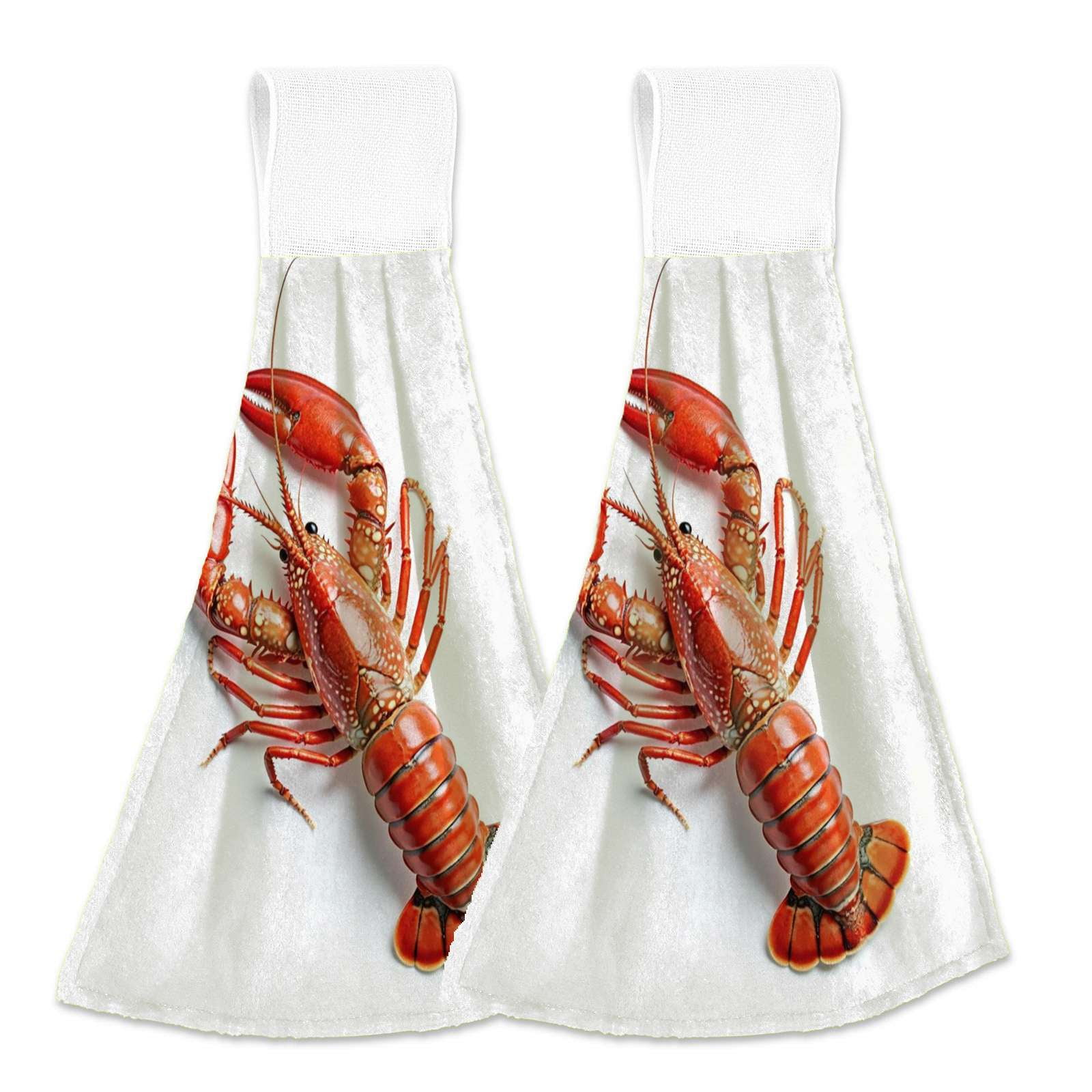 Red Lobster Close-Up Hanging Kitchen Hand Towels Sets with Loop Hand ...