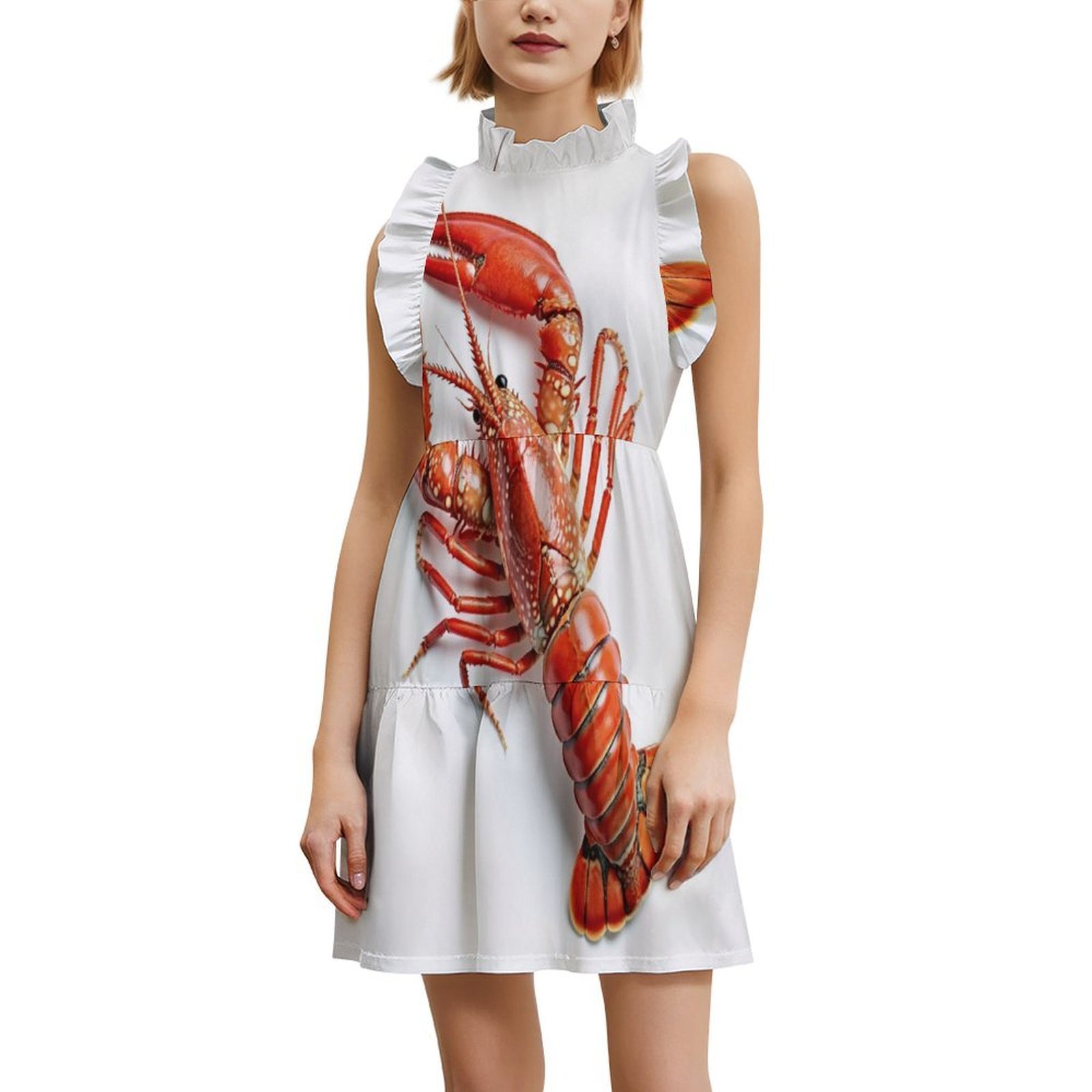 Red Lobster Close-Up Women's Fashion Casual Dress Summer Stand Up ...