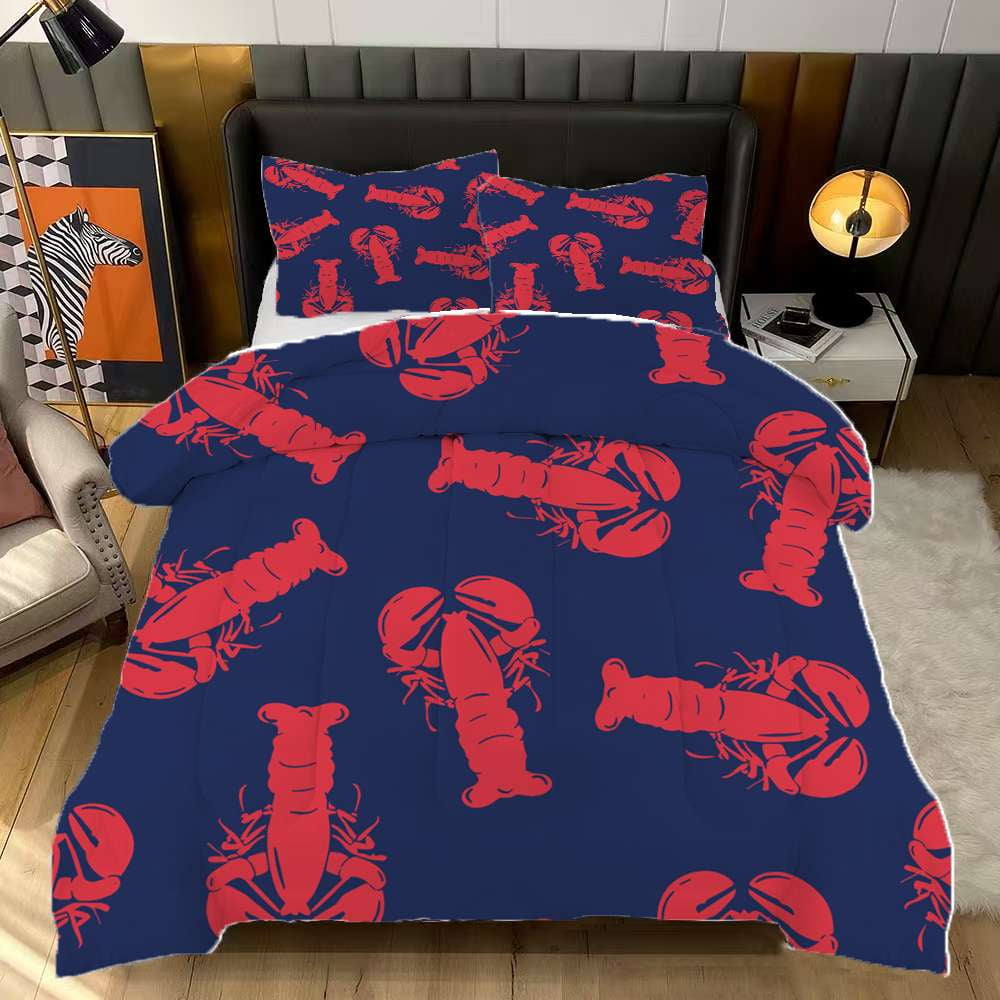 Red Lobster Comforter Set Queen Size Bedding Set For Travl Bedroom ...