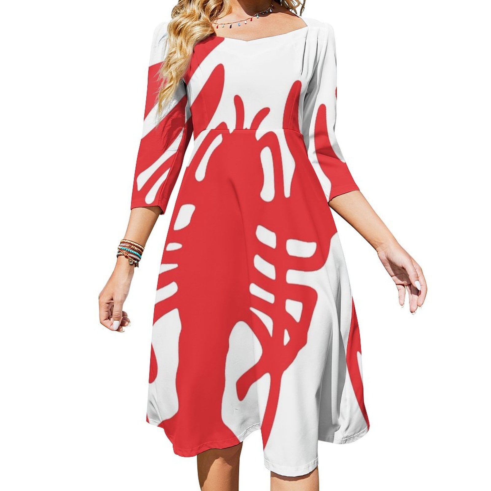 Red Lobster Flare Sweetheart Knot Flared Dress Fashion Design Large ...