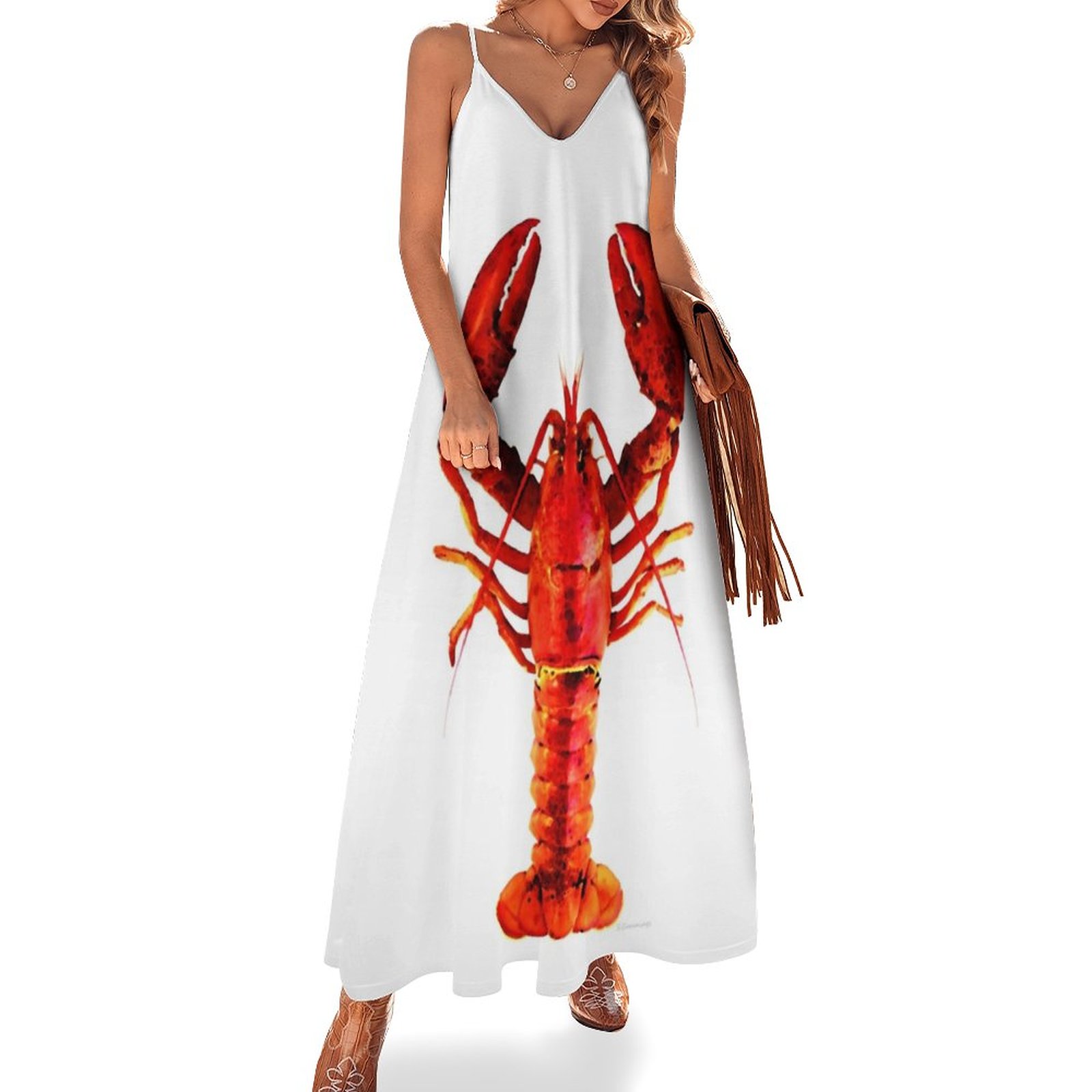 Red Lobster Full Body Seafood Art Sleeveless Dress beach outfits for ...