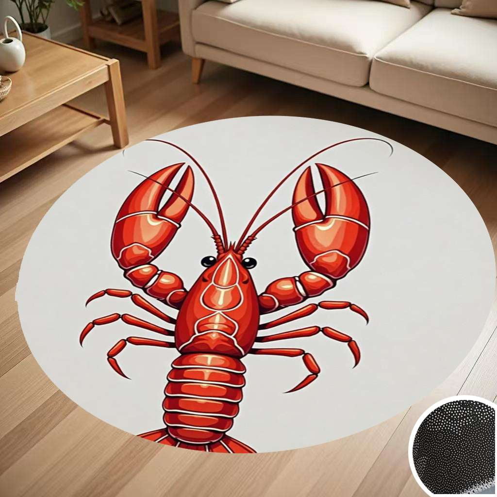 Red Lobster Illustration Round Carpet Living Room Bedroom Home ...