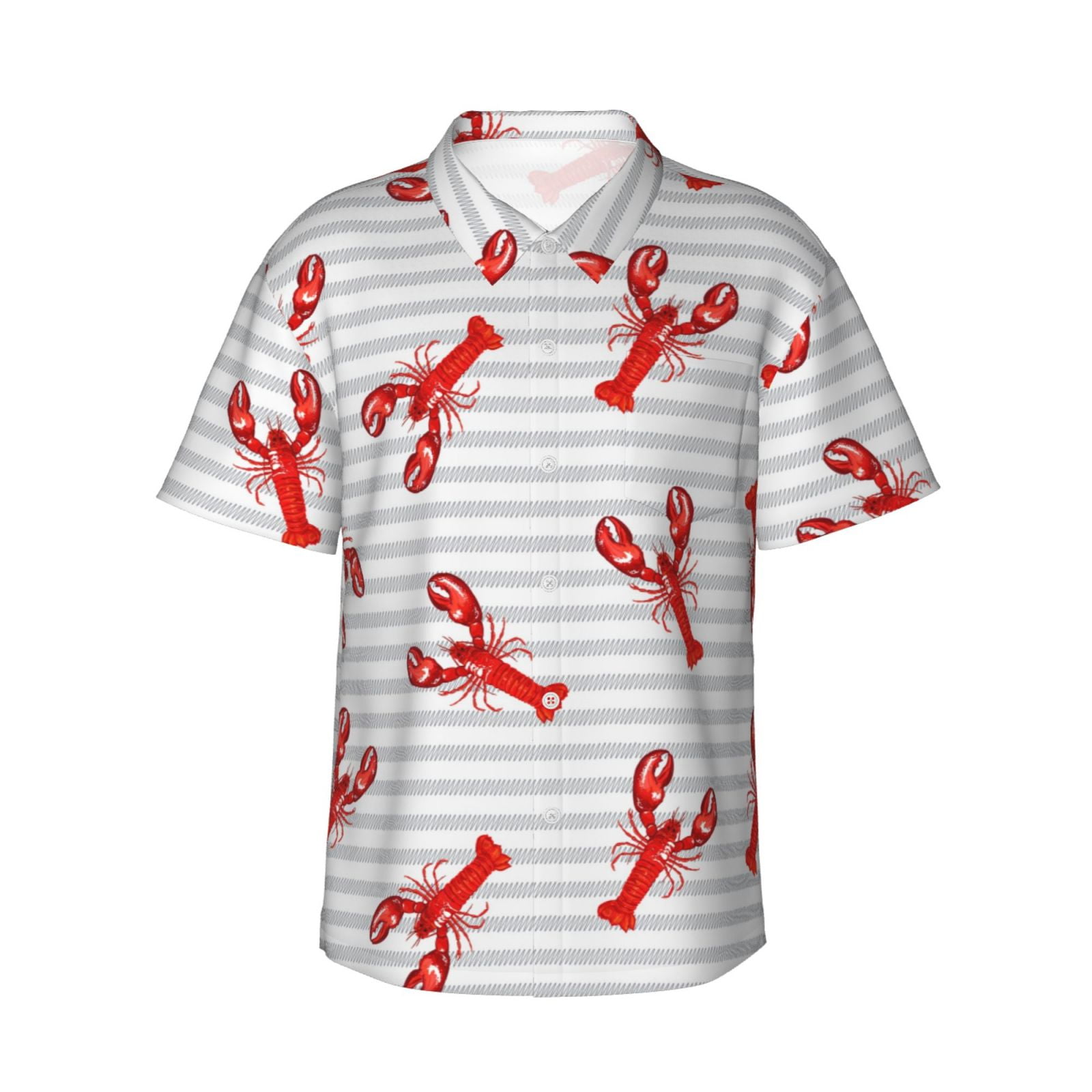 Red Lobster Men's 3d Print Casual Button Down Shirts, Novelty Hawaiian ...