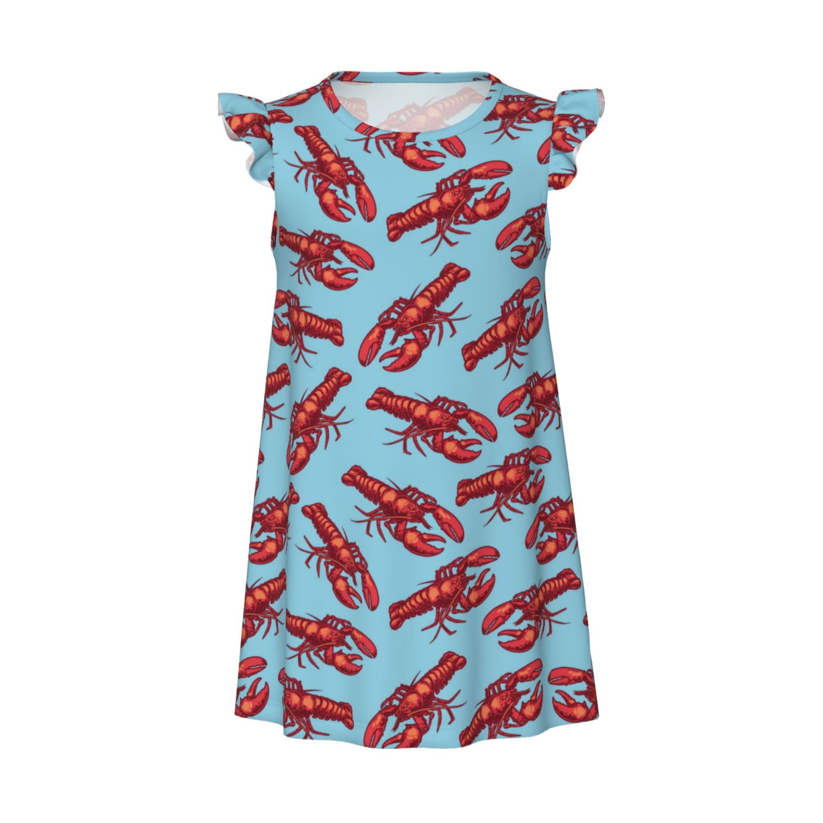 Red Lobster Print Blue Girls Nightgowns, Pajamas for Girls, Soft ...