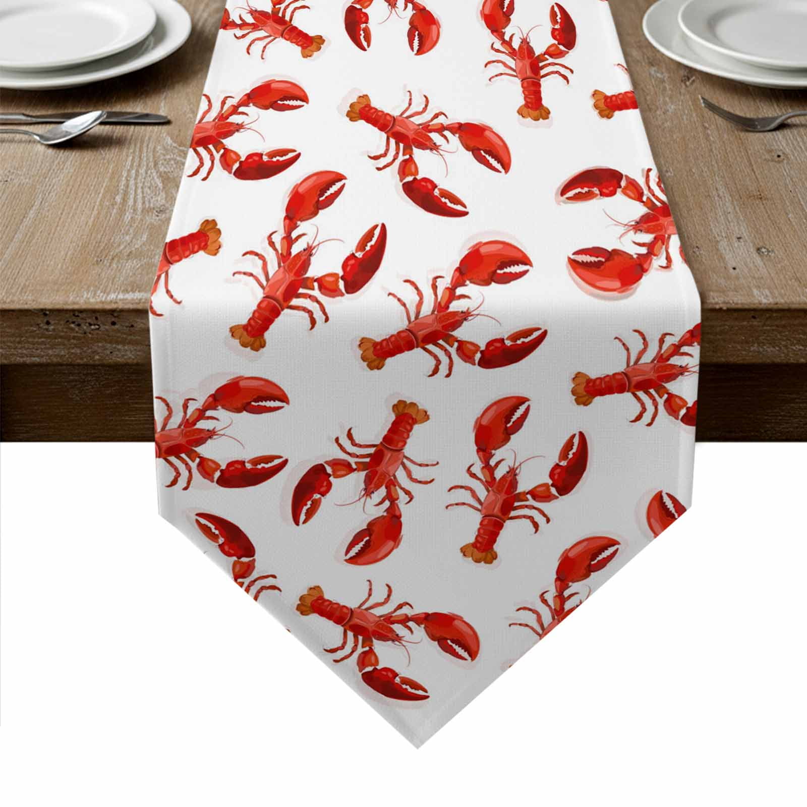 Red Lobster Table Runner Linen Burlap Table Runner 72 Inches Long ...