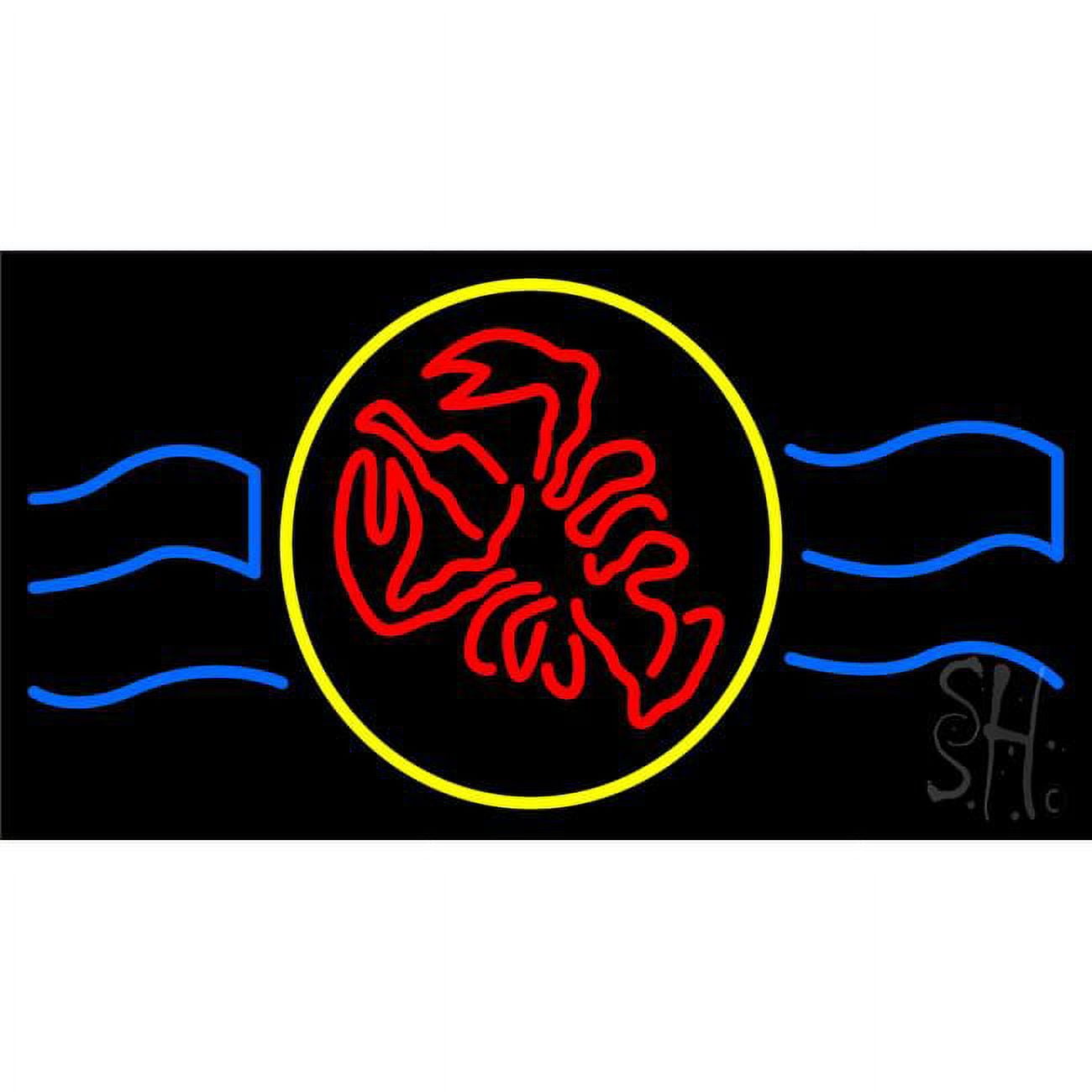 Red Lobster with Circle Clear Backing Neon Sign - Red, Yellow & Blue ...