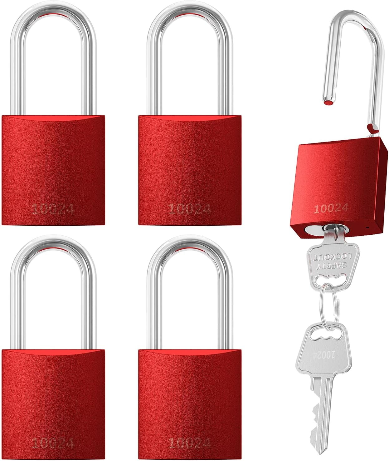 Red Lockout Tagout Padlocks - 5pcs Keyed Alike OSHA Loto Safety Heavy ...