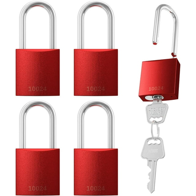 Red Lockout Tagout Padlocks - 5pcs Keyed Alike OSHA Loto Safety Heavy ...