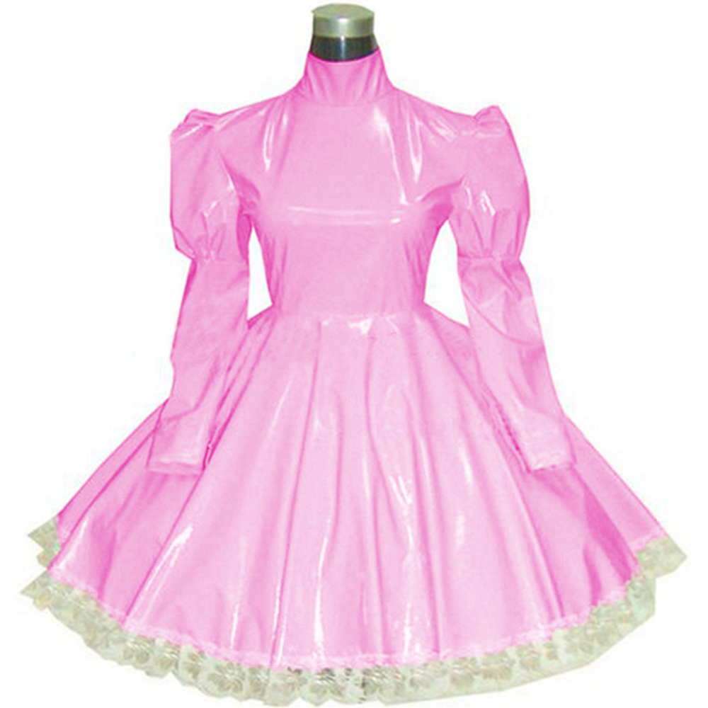 Red Lolita Dress Shiny PVC Punk Gothic Dresses Maid Fancy Dress ...