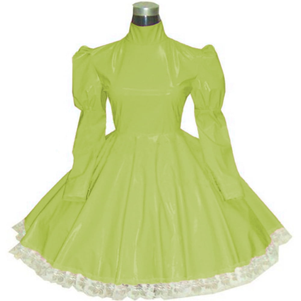 Red Lolita Dress Shiny PVC Punk Gothic Dresses Maid Fancy Dress ...