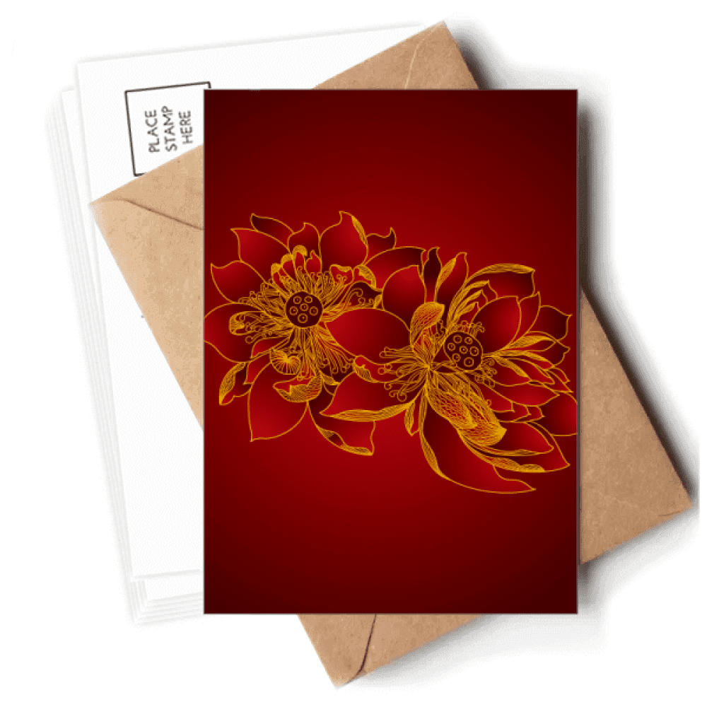 Red Lotus Flower Lotus Flower Postcards Envelopes Blank Note Cards ...