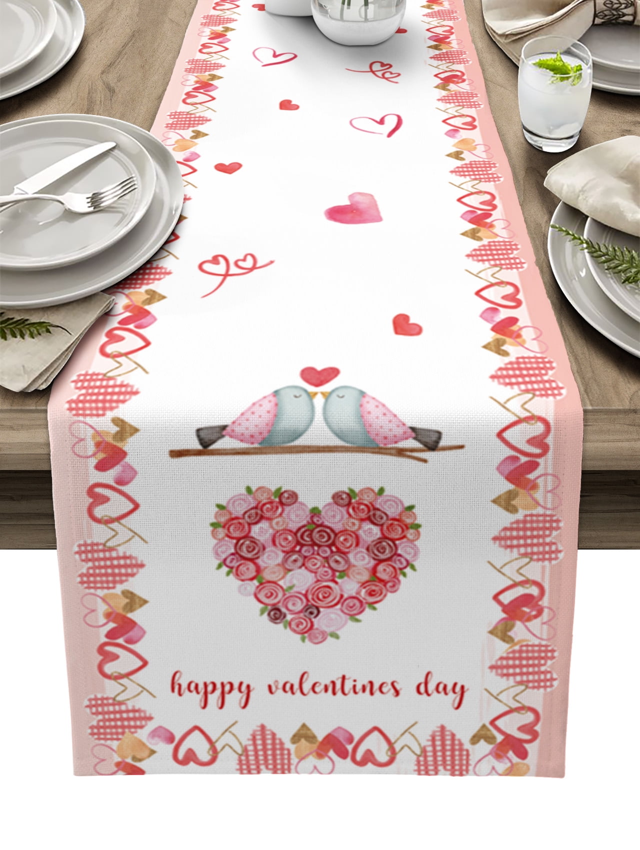 Red Love Flower Pattern Table Runner Luxury Hotel Wedding r Table Cover ...