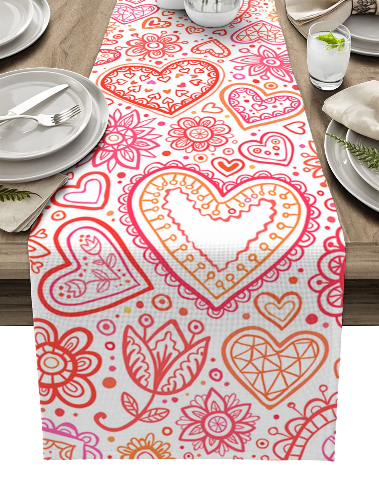 Red Love Flower Pattern Table Runner Luxury Hotel Wedding r Table Cover ...