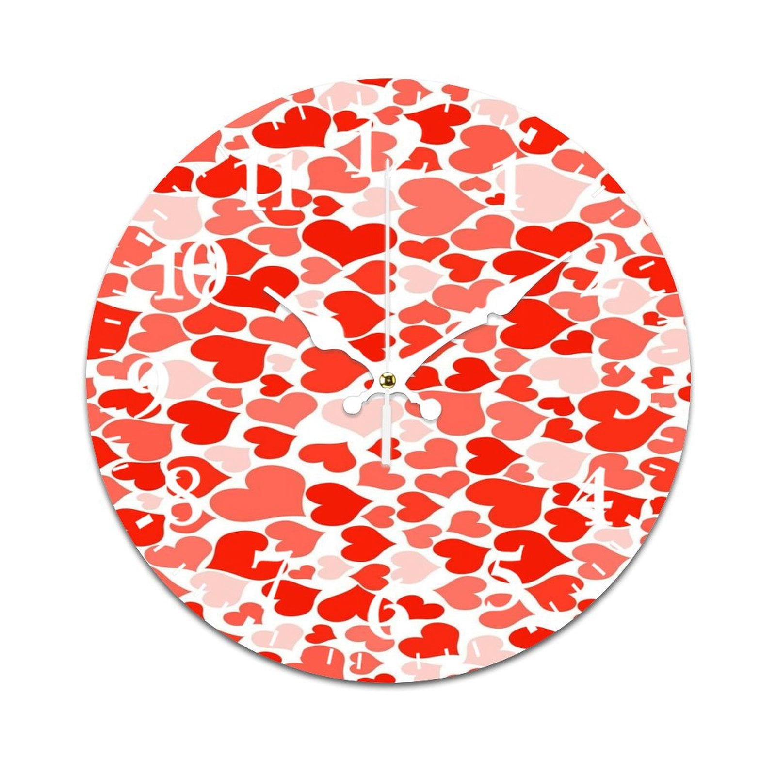 Red Love Heart Background Wall Clock Modern Design Clocks Wall Hanging ...