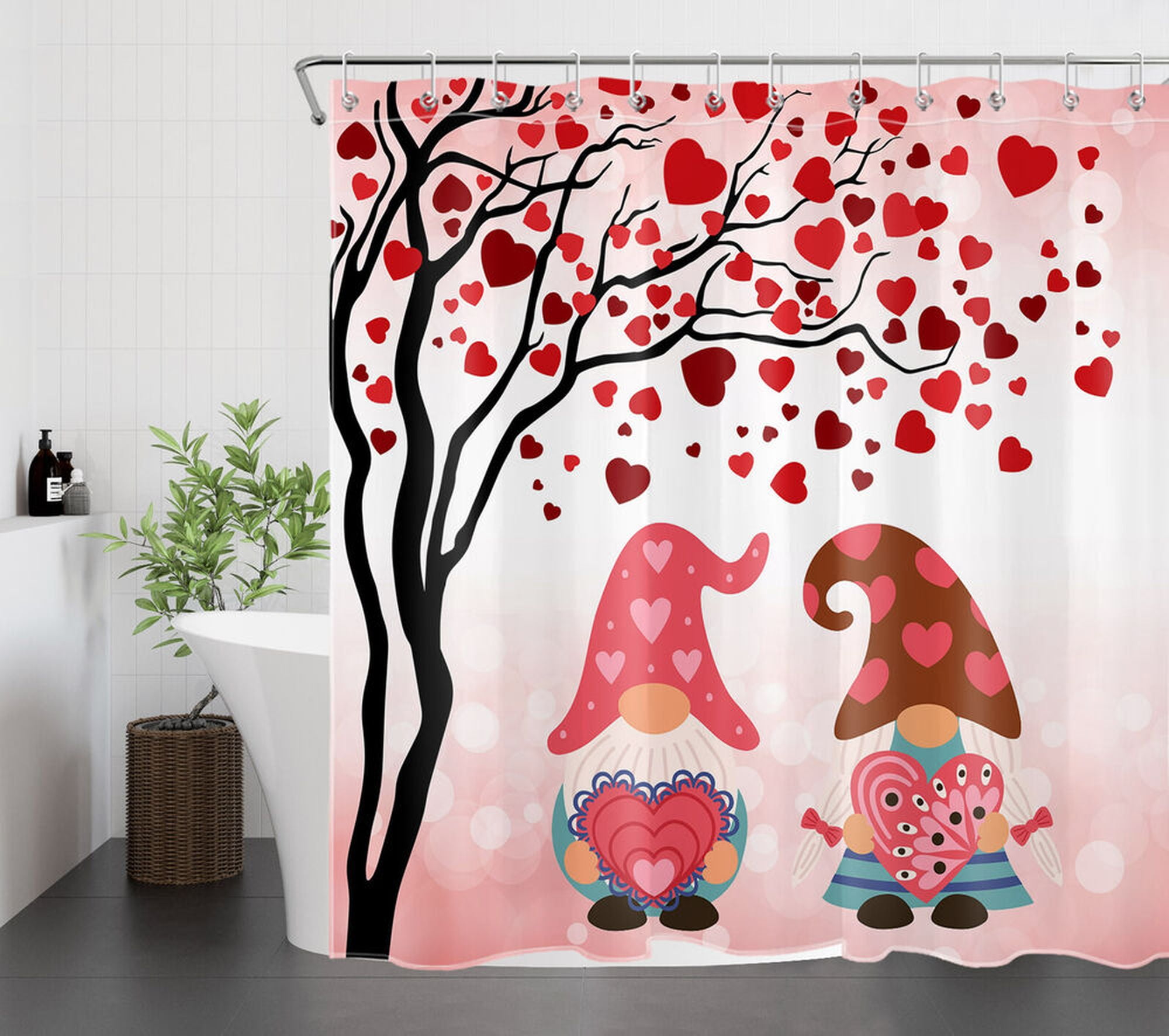 Red Love Heart Cute Dwarf Valentine's Day Shower Bathroom Decoration ...