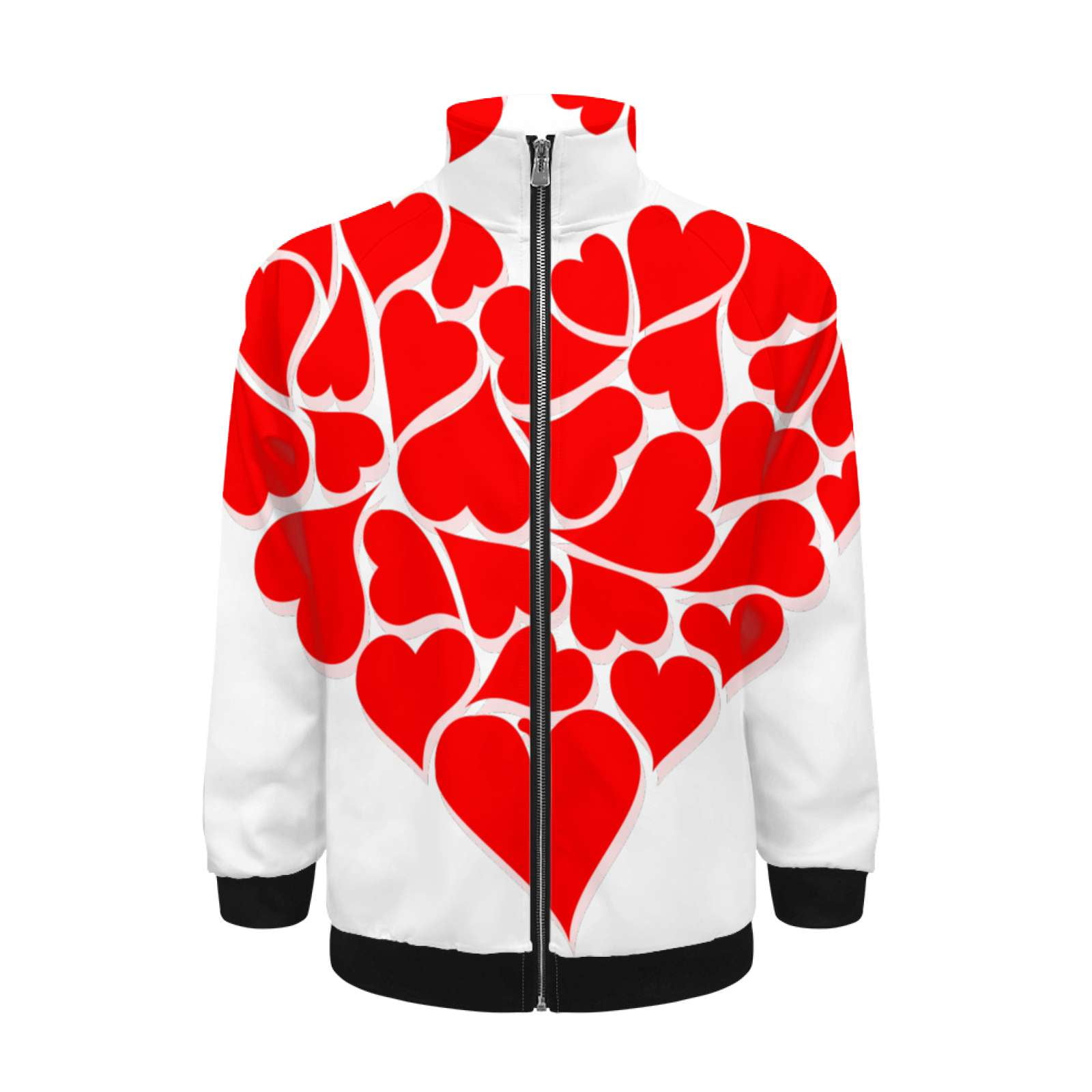 Red Love Heart Pattern Jacket Men's Street Cool Long Sleeves Coat ...