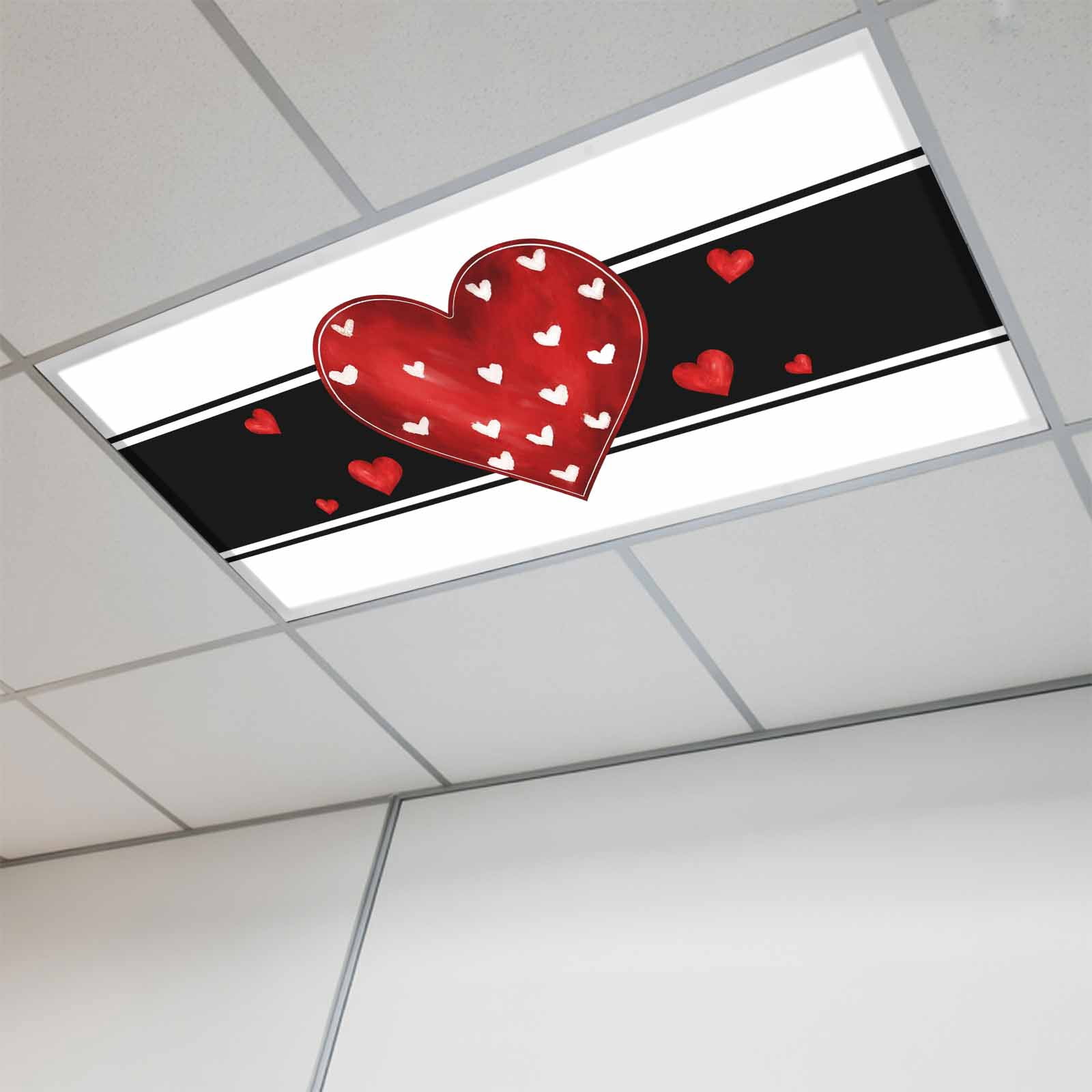 Red Love Heart Valentine Fluorescent Light Covers, Red Black Love Heart ...