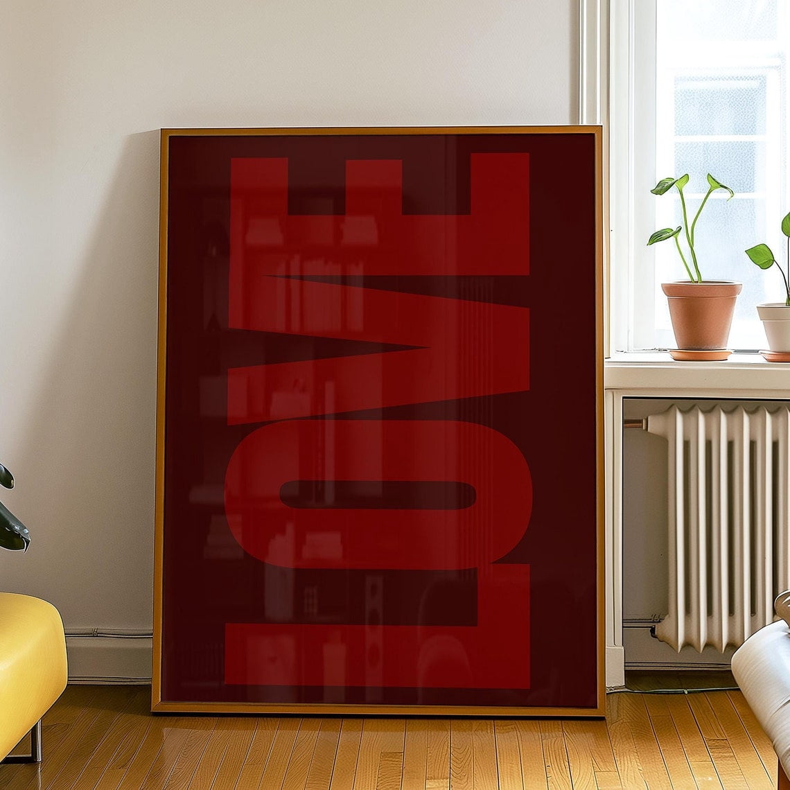Red Love Print Bold, Trendy Art, Retro Print Bedroom Dorm Room , Living ...