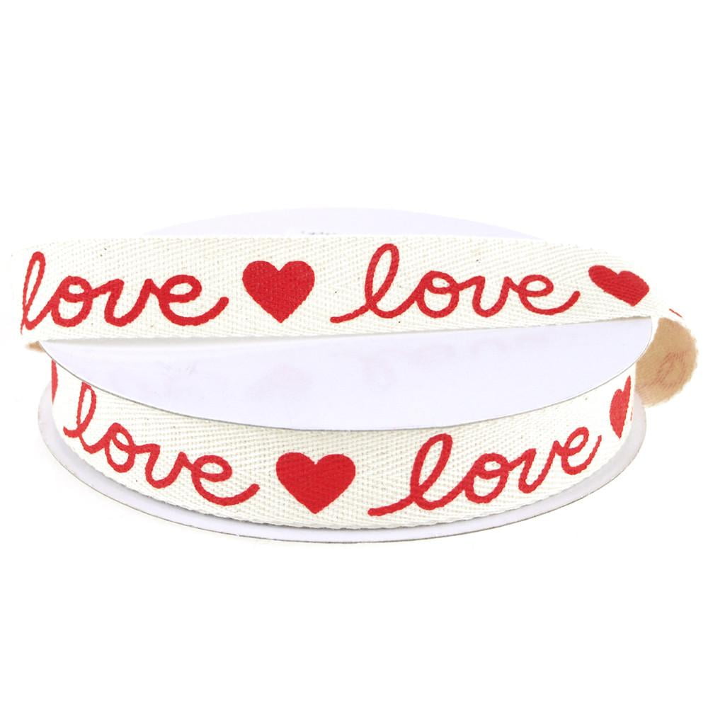 Red Love Print Cotton Twill Ribbon, 7/8-inch, 25-yard - Walmart.com