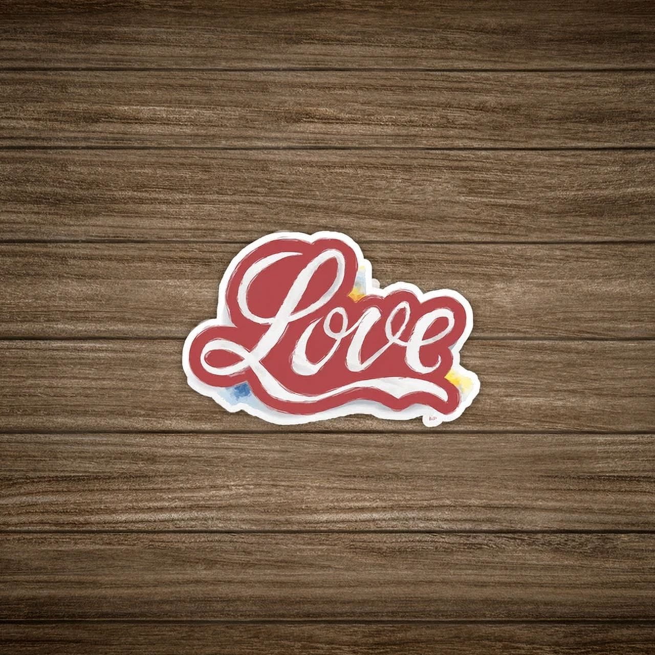Red Love Script Sticker - Romantic Vinyl Decal For Valentine'S Day Or ...