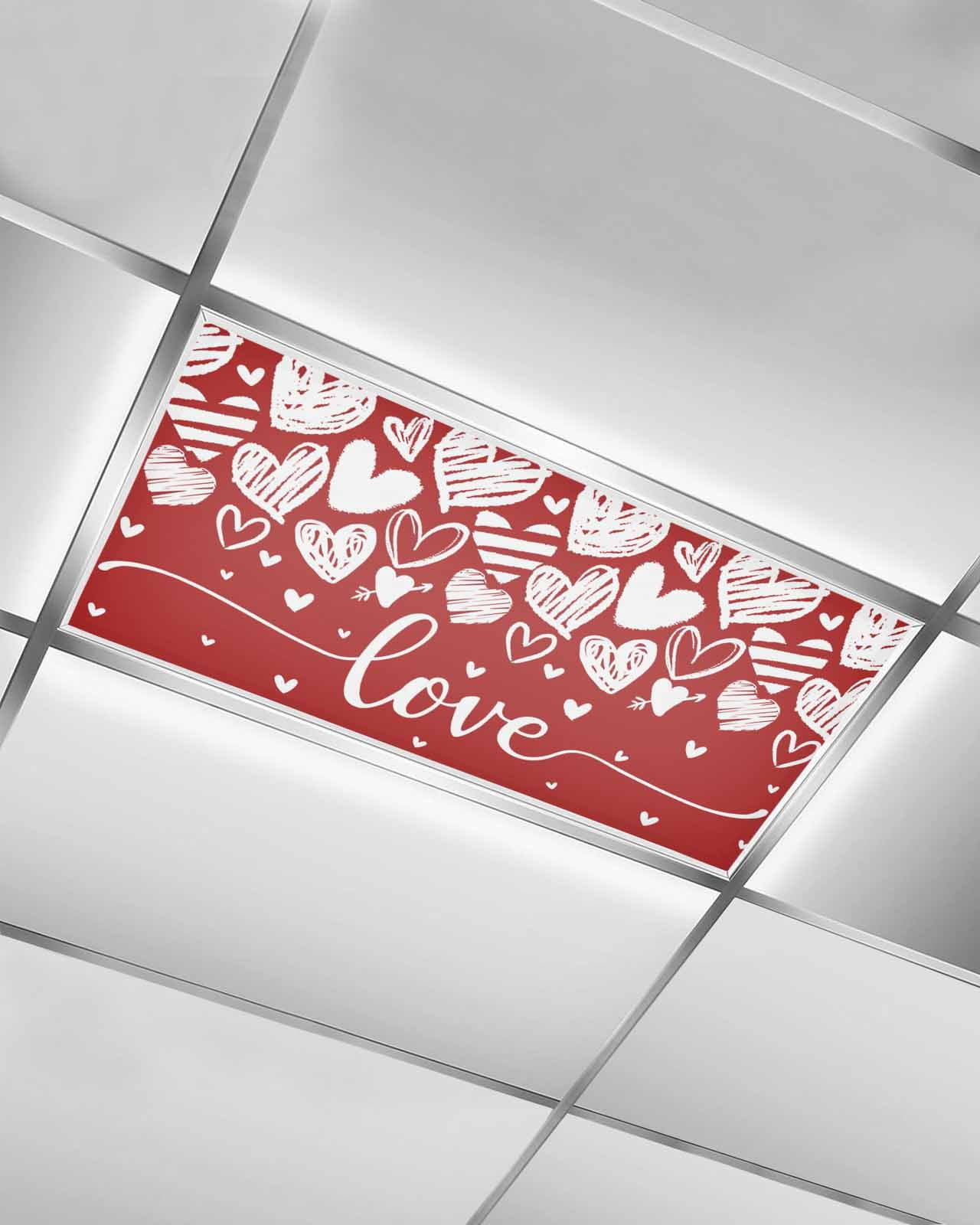 Red Love Valentines Fluorescent Light Covers for Ceiling Lights 4x2 ...