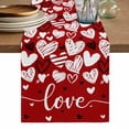 Red Love Valentines Table Runner, Black White Love Heart Washable ...