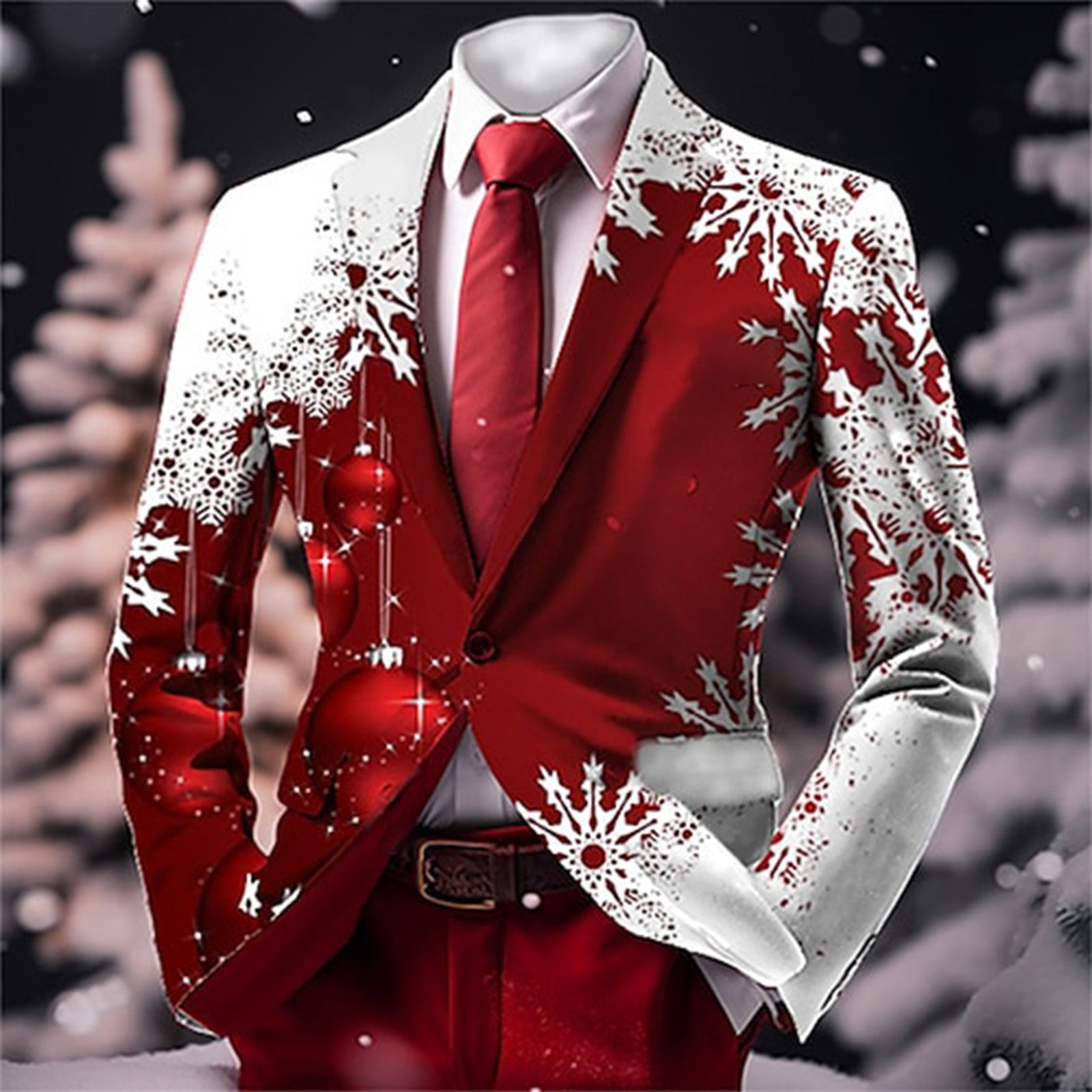 Red Luowei Men's Christmas Suit Jackets in Xxl, Casual Loose - Fitting ...