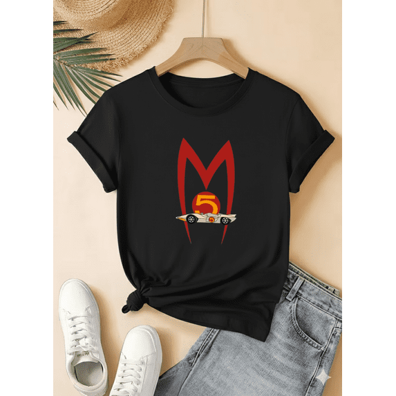 Red M Racing Driver Cartoon Style Fast Car Adventure Unisex T-Shirt up ...