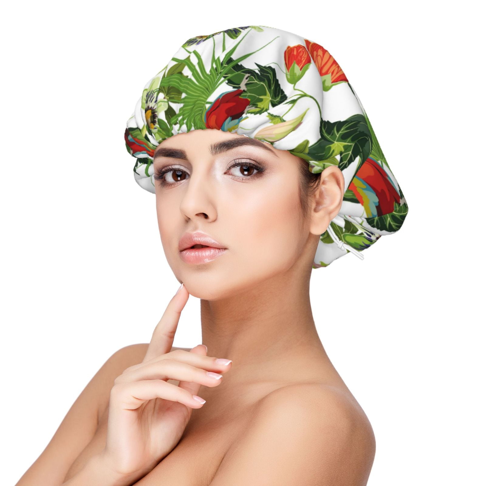 Red Macaw Parrot Flower Plant - Silk Bonnet for Sleeping Women Men ...