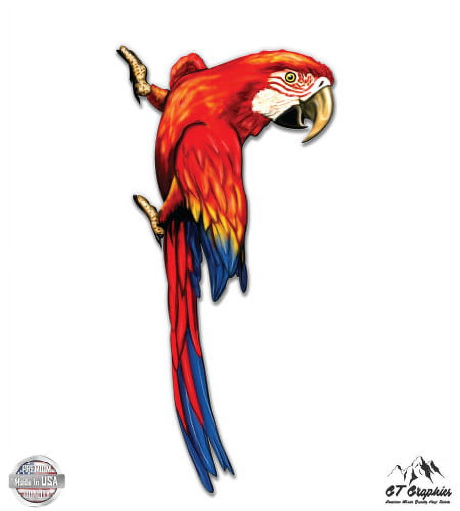 Red Macaw on Wall - 5" Vinyl Sticker - For Car Laptop I-Pad ...