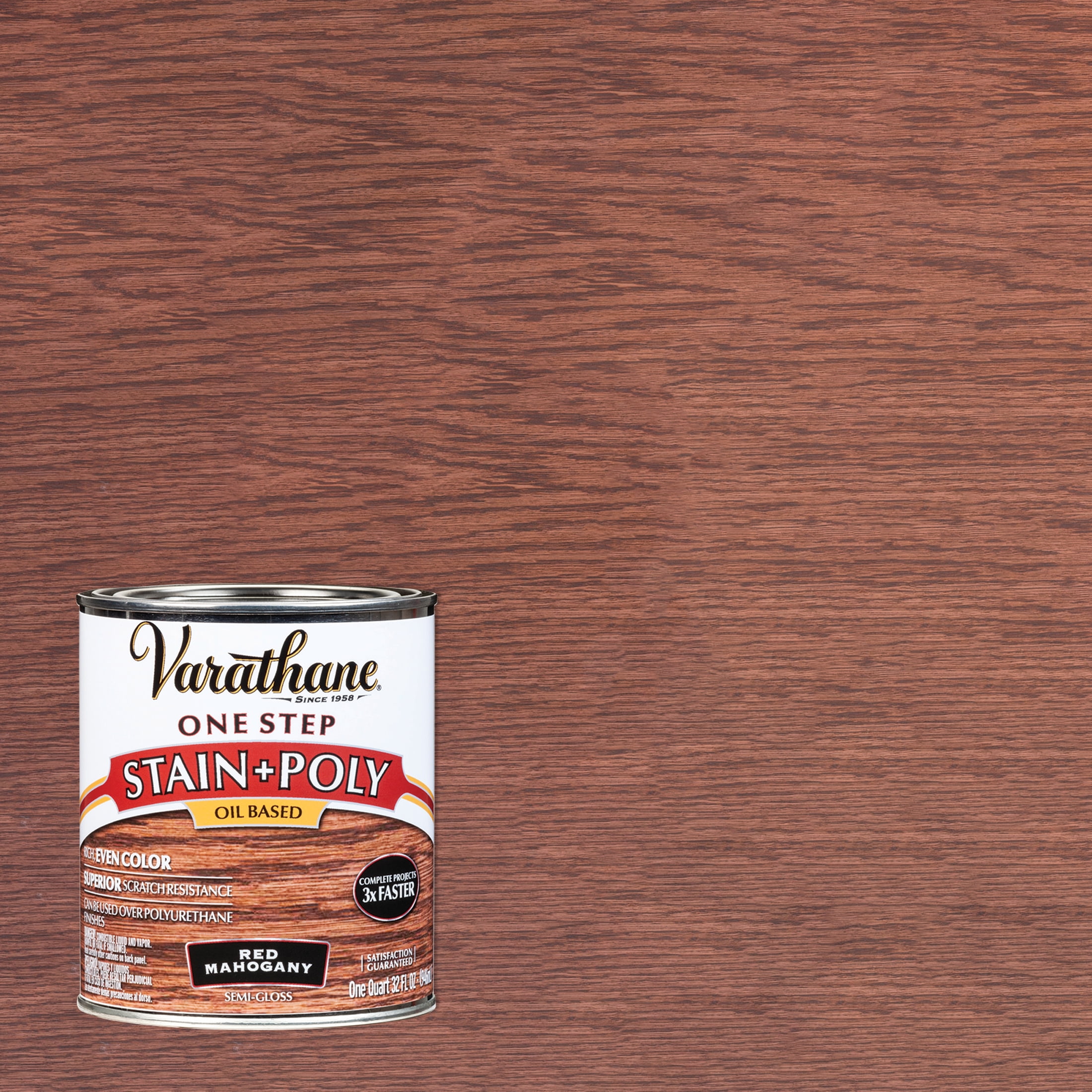 2 Pack, Red Mahogany, Varathane Stain + Polyurethane Oil-Based, Semi ...