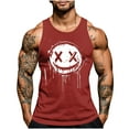 Red Man Vests Skeleton Graphic Tops Vest for Mens Crewneck Track Gym ...