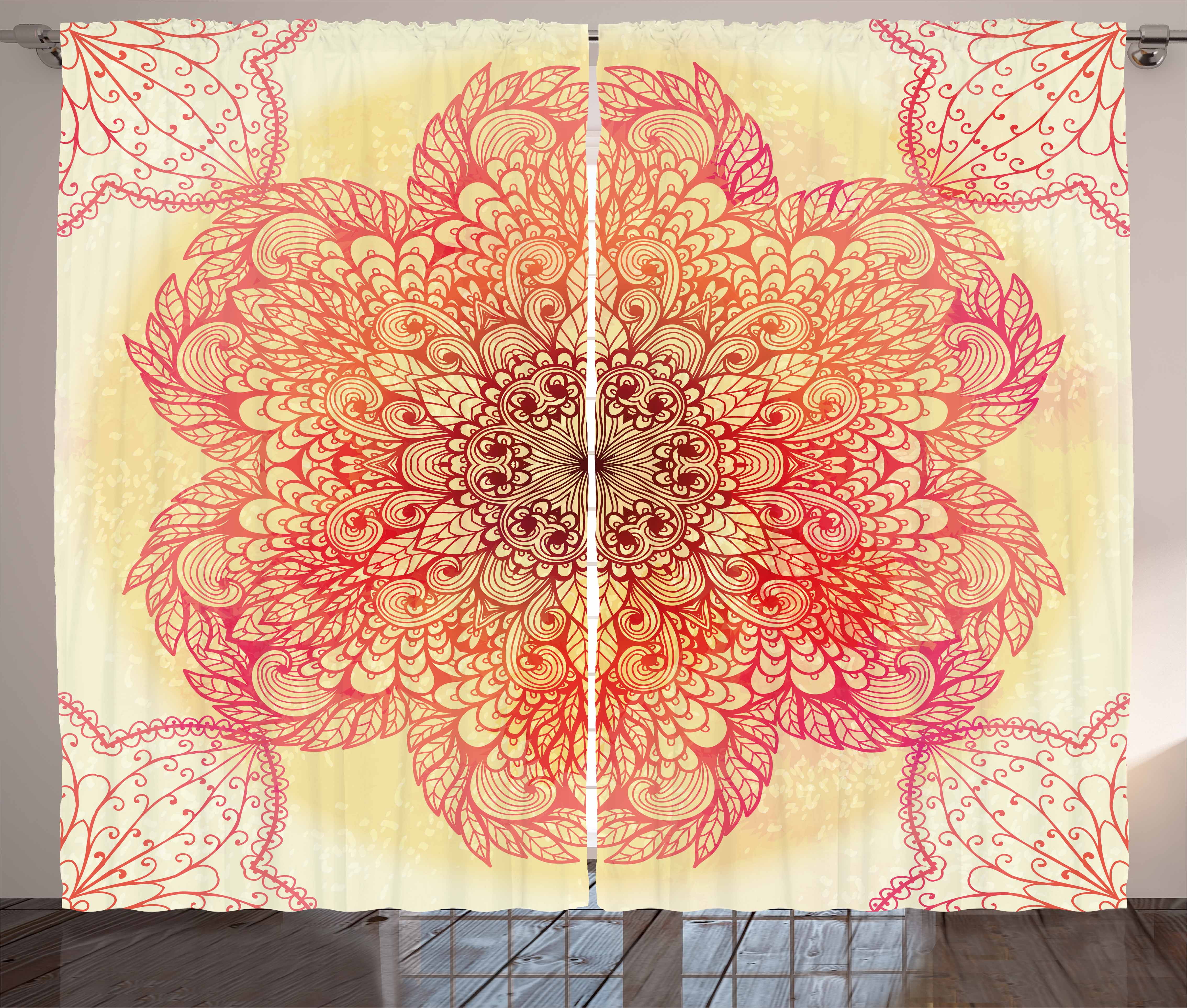 Ambesonne Mandala Curtains 2 Panel Set, Bloom Swirled Petals Art, 108 ...