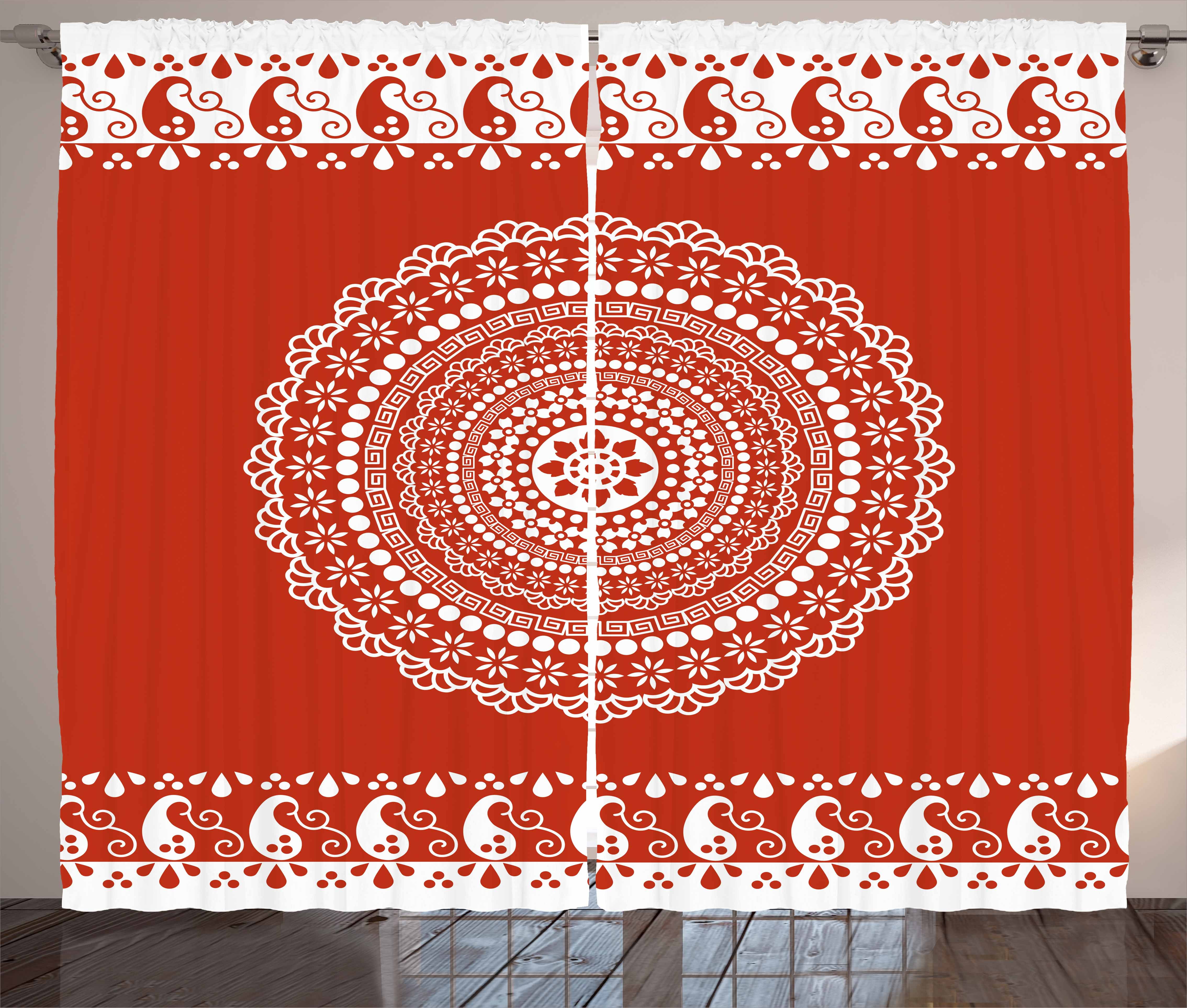 Ambesonne Mandala Curtains 2 Panel Set, Paisley Side Border Design, 108 ...