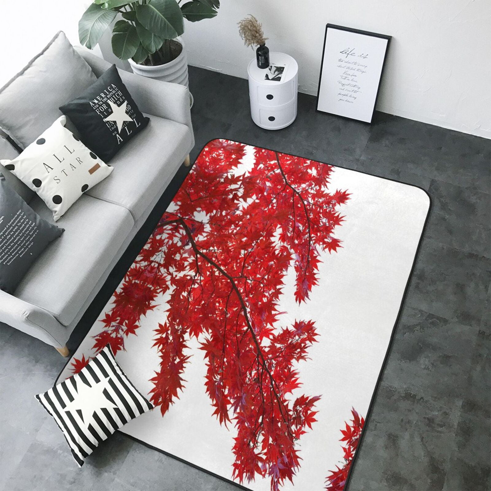 Red Maple Leaf Area Rugs for Living Room Bedroom, 5x7 Soft Throw ...