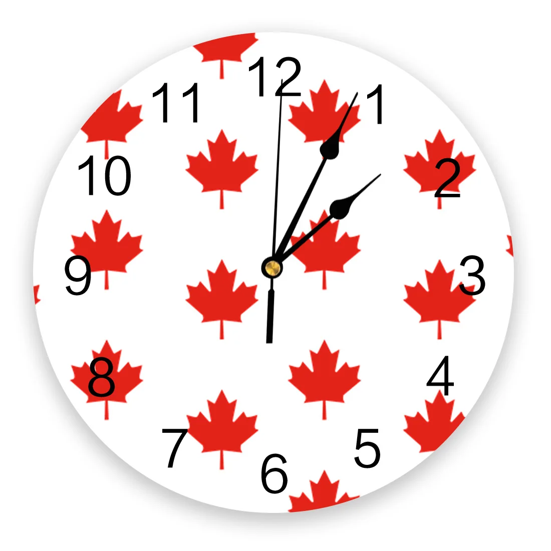 Red Maple Leaves Wall Clock Modern Design Brief Living Room Decoration ...