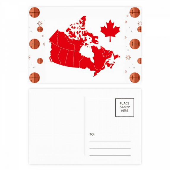 Red Maple Symbol Canada Country Map Basketball Postcard Set Thanks Card ...