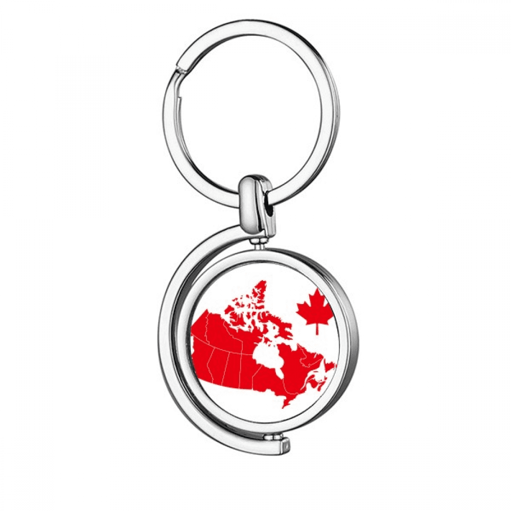 Red Maple Symbol Canada Country Map Rotating Keychain Metal Keyring ...