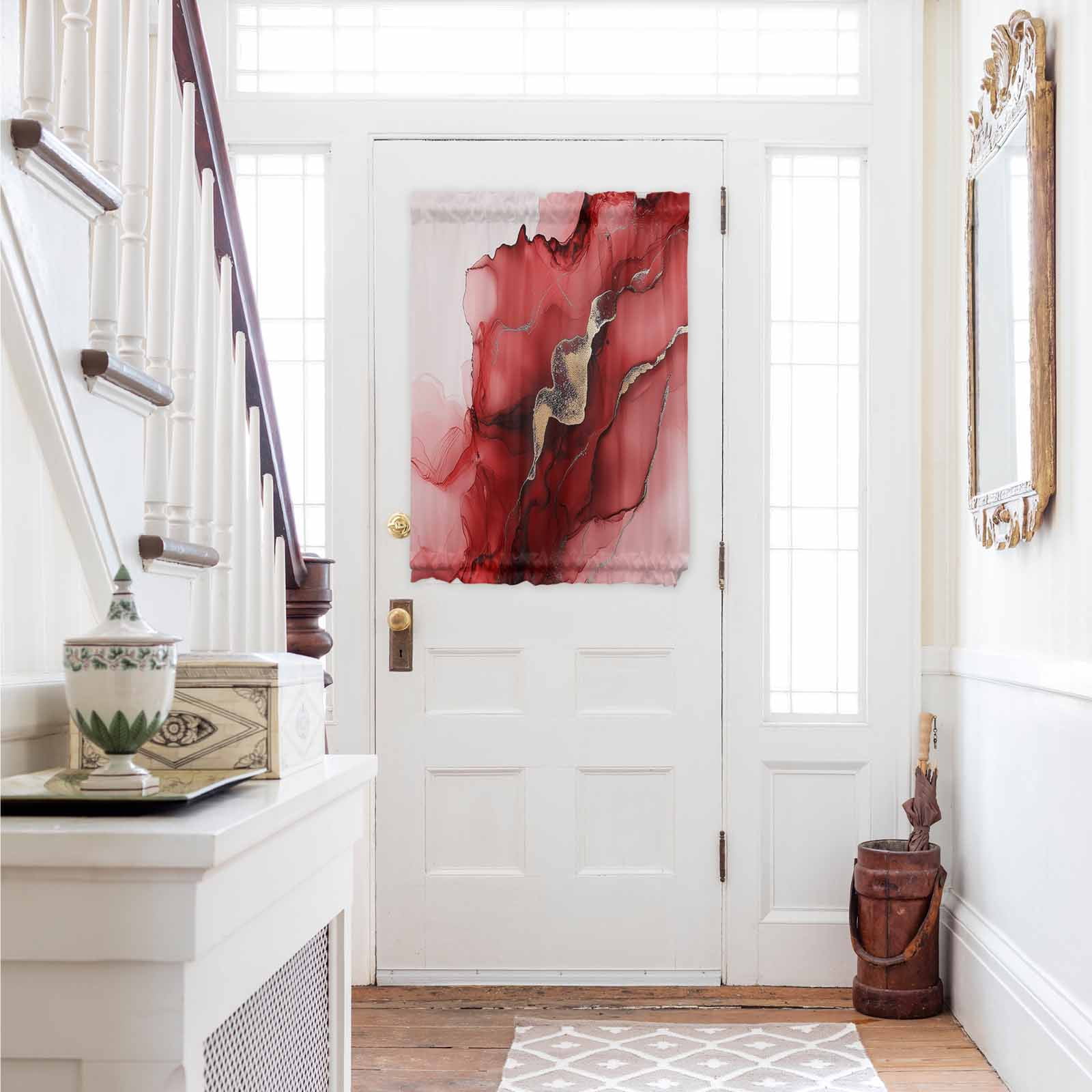 Red Marble Door Curtains for Door Window, French Sidelight Front Back ...