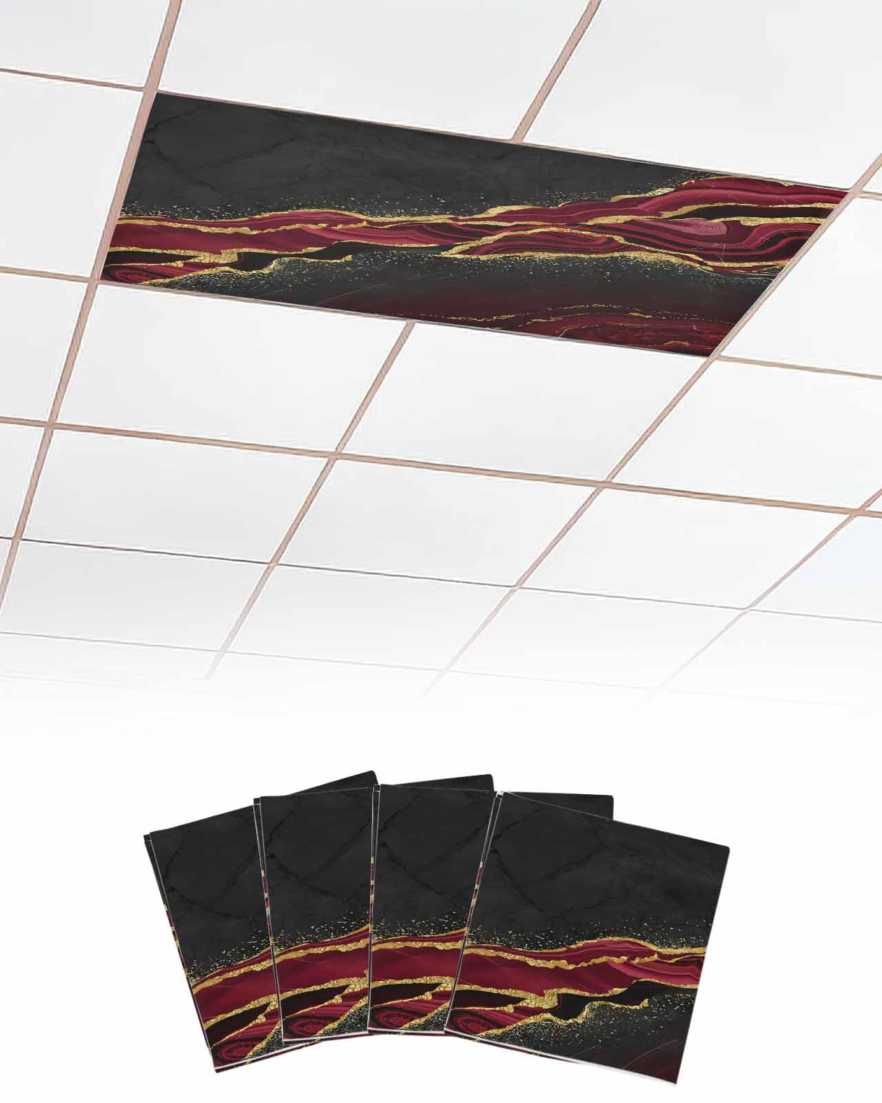 Red Marble Fluorescent Light Covers for Ceiling Lights 4x2 feet,4 Pack ...