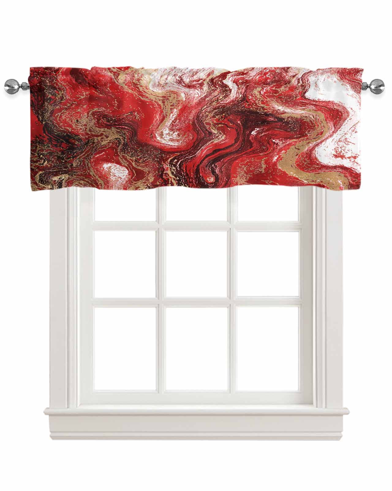 Red Marble Kitchen Valances for Windows Farmhouse Linen Window Valance ...
