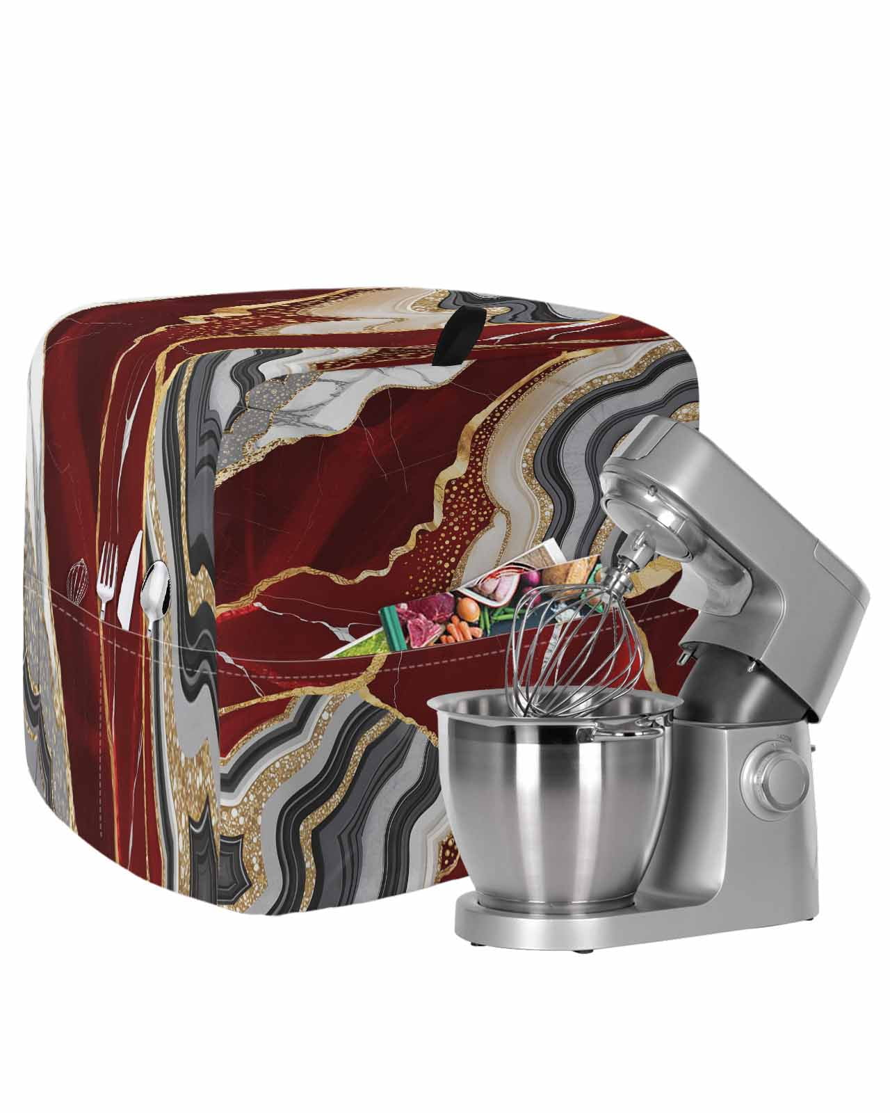 Red Marble Stand Mixer Dust Cover with Storage Pocket & Handles, Grey ...
