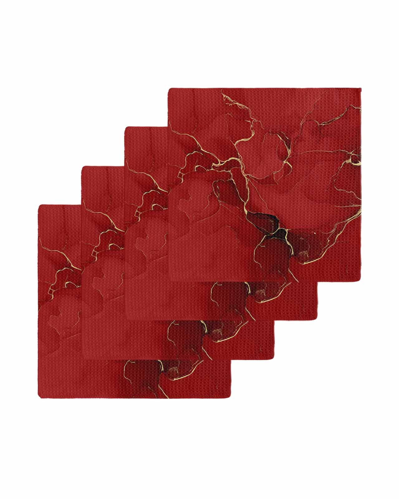 Red Marble Texture Kitchen Dish Towels for Drying Dishes Set of 4 ...