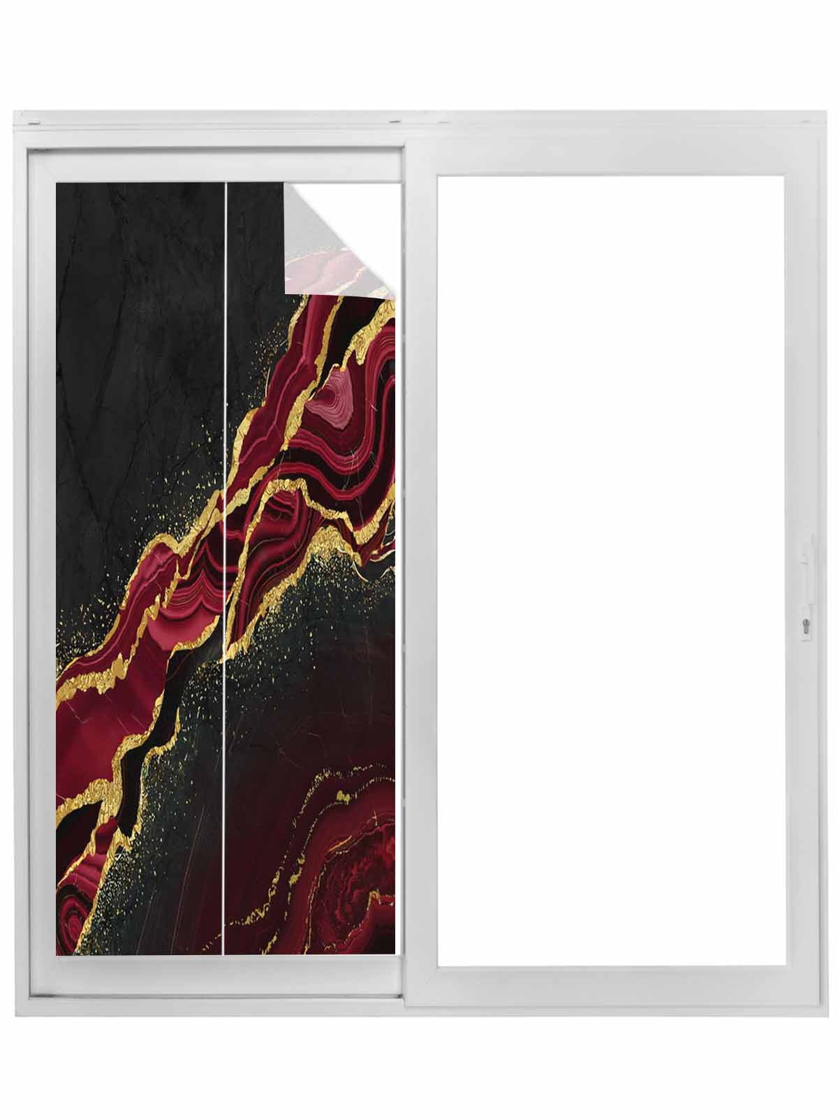 Red Marble Window Privacy Film Stained Glass Window Film Decorative ...