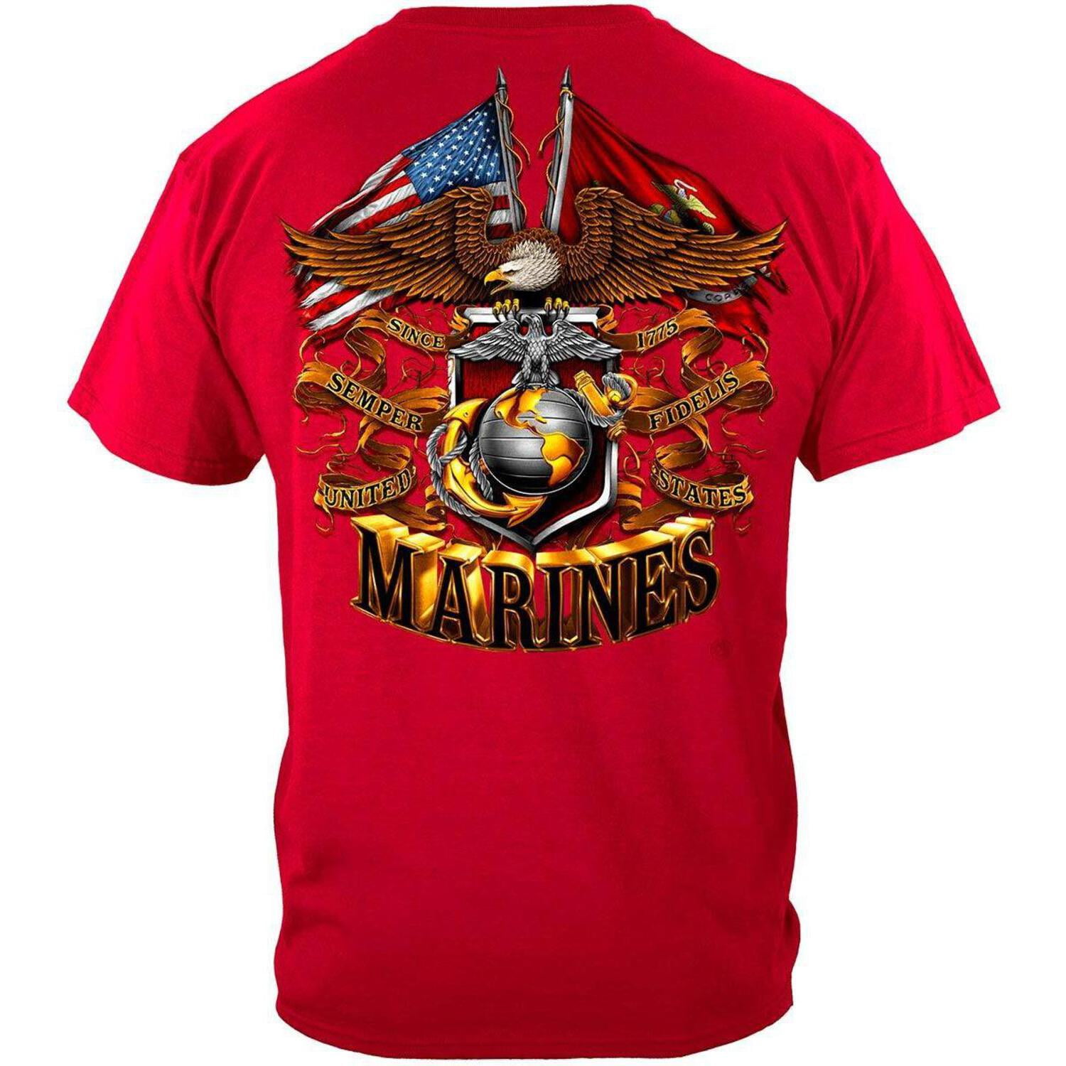 Red Marines Double Flag T-Shirt - Walmart.com