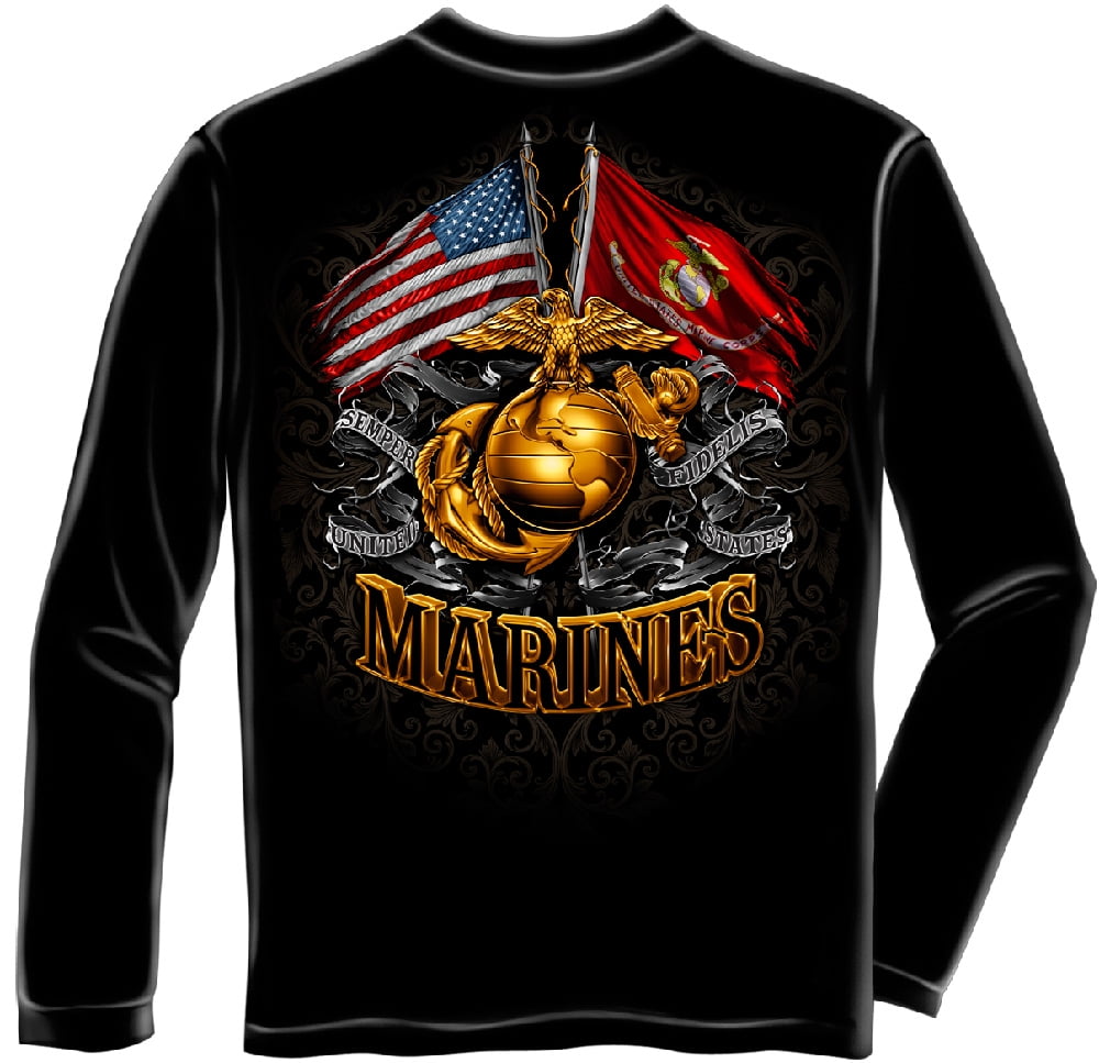 Red Marines Double Flag T-Shirt - Walmart.com